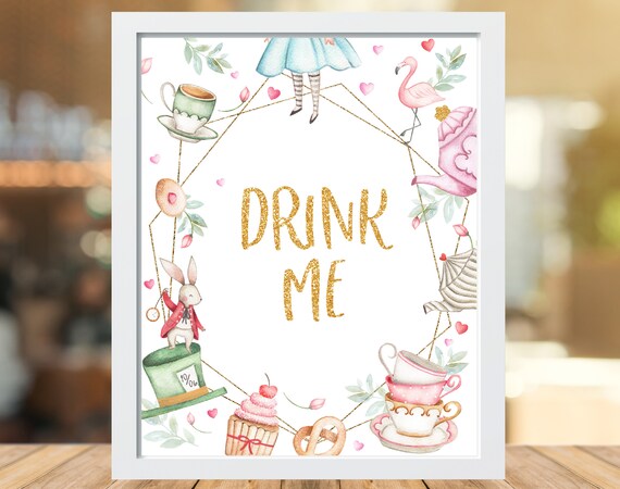 Alice in Wonderland Table Sign Onederland Drink Me First | Etsy