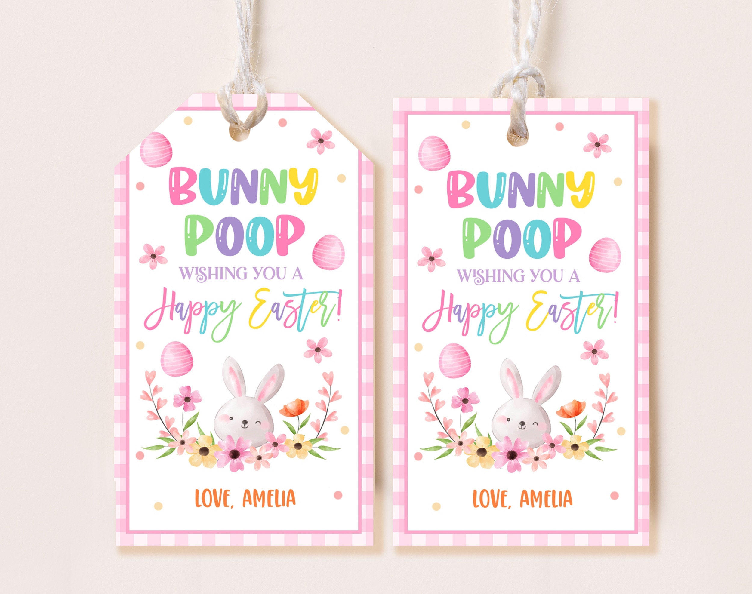 Easter Bunny Poop Gift Tags EDITABLE Treat Candy Tag Easter Morning ...