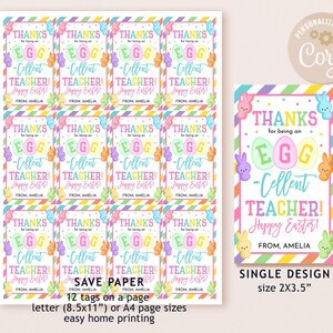 Thanks for Being an Egg-cellent Teacher Easter Gift Tags Kids Preschool ...