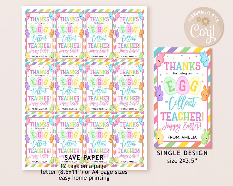 Thanks for Being an Egg-cellent Teacher Easter Gift Tags Kids Preschool ...