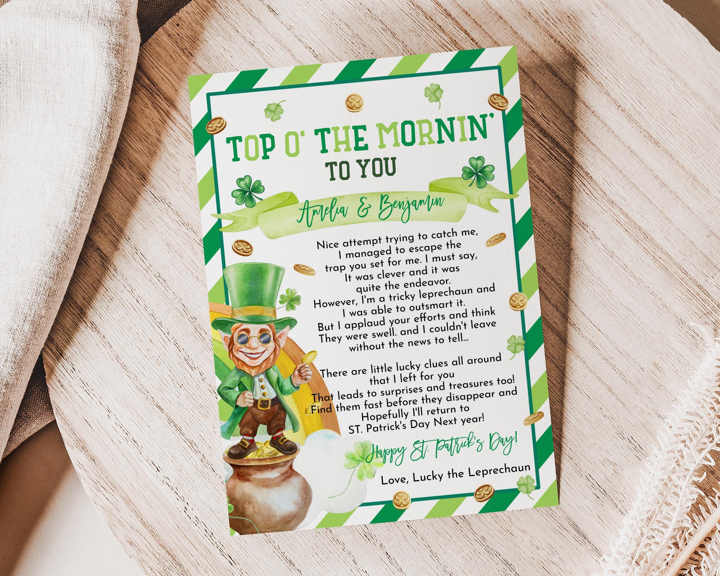 Printable Leprechaun Letter, St Patrick's Day Trap Note for Kids ...