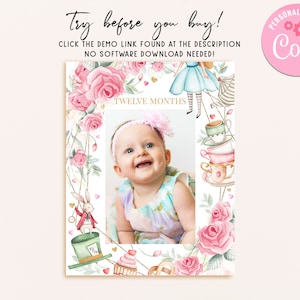 Alice in Wonderland Monthly Photo Banner Alice in Onederland Girl 1st ...