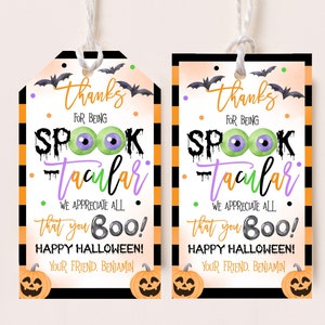 Halloween Tags Thanks for Being Spooktacular Tags Kids Halloween Gift ...