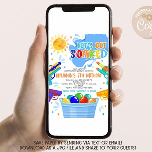 Water Balloon Birthday Invitation Water Gun Birthday Invite Let's Get ...