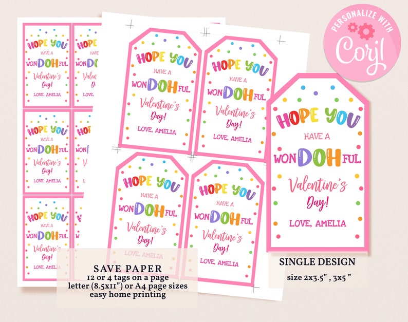 Play Doh Valentine Tag Play Dough Valentines Day Gift Tags - Etsy