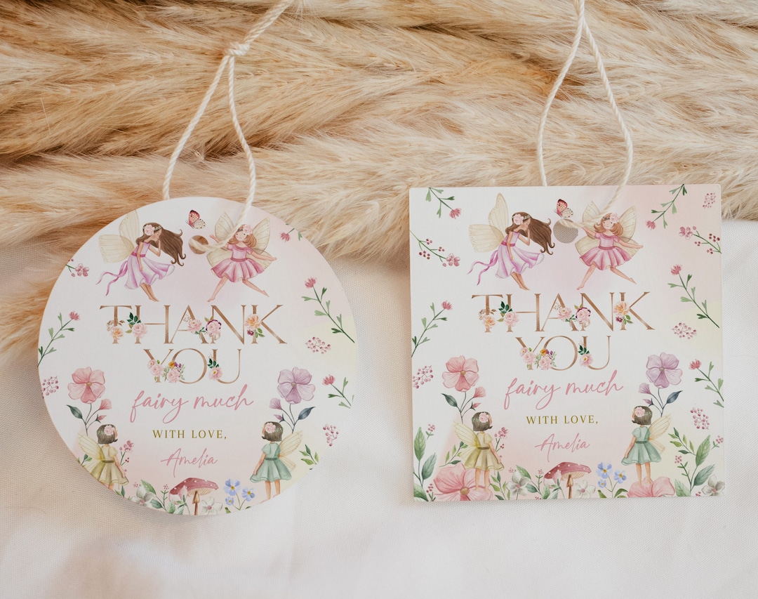 Fairy Birthday Favor Tags Magical Floral Garden Party Baby Shower Thank ...