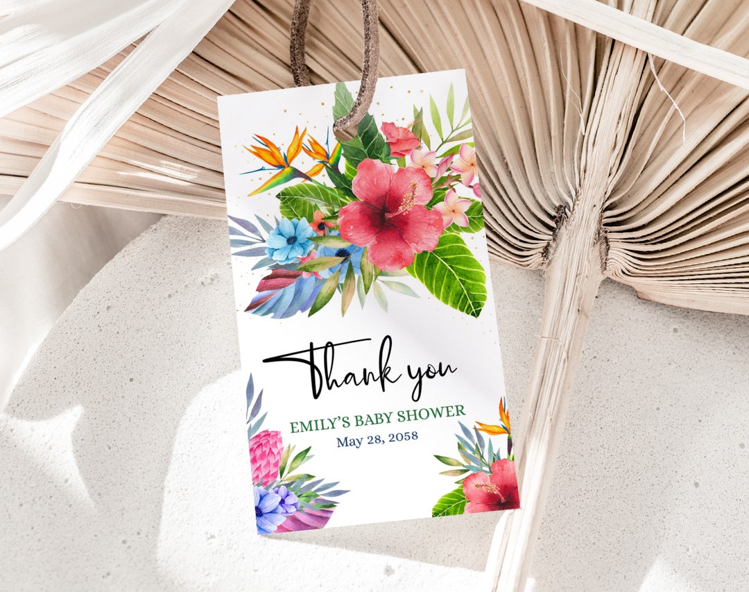Luau Birthday Favor Tags Aloha Baby Shower Gift Tags Hawaiian Tropical ...