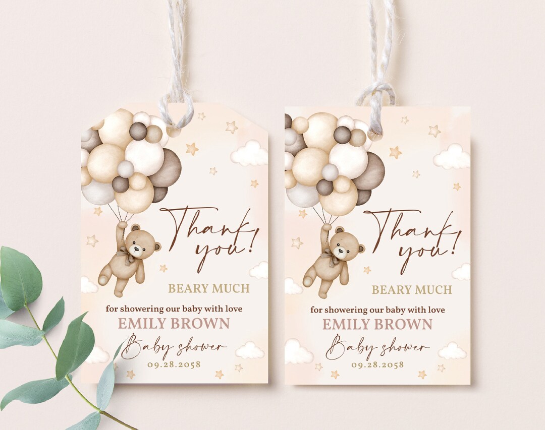 Teddy Bear Birthday Favor Tags Cute Bear Thank You Tags Baby Shower ...