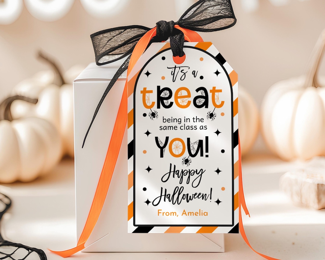 It's a Treat Being in the Same Class as You Tag, Halloween Friend Gift ...