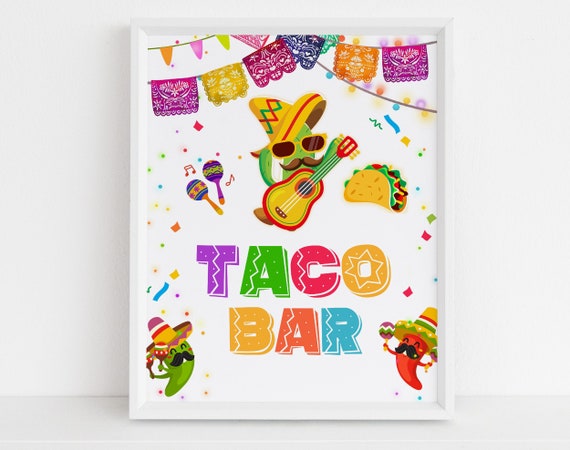 Fiesta Taco Bar Sign EDITABLE Table Sign Birthday Party Poster - Etsy
