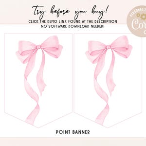 Pink Bow Banner Coquette Girl 1st First Birthday Garland Soft Pastel ...