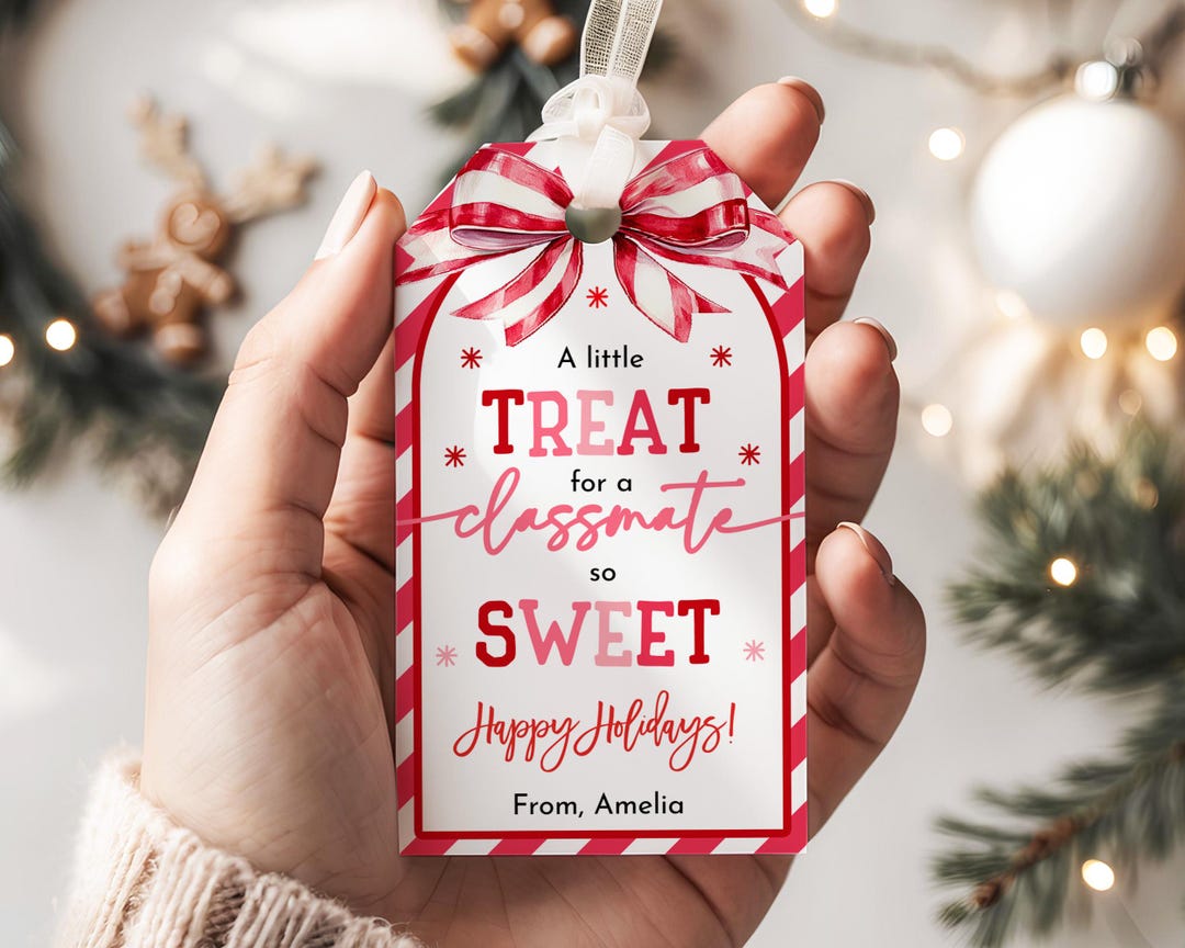 A Little Treat for a Classmate so Sweet Tag, Christmas Gift Tags, Red ...