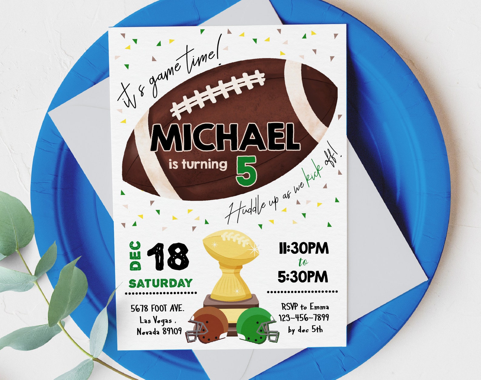 Football Invitation Birthday Party Invite Boy Sports NFL Touch - Etsy