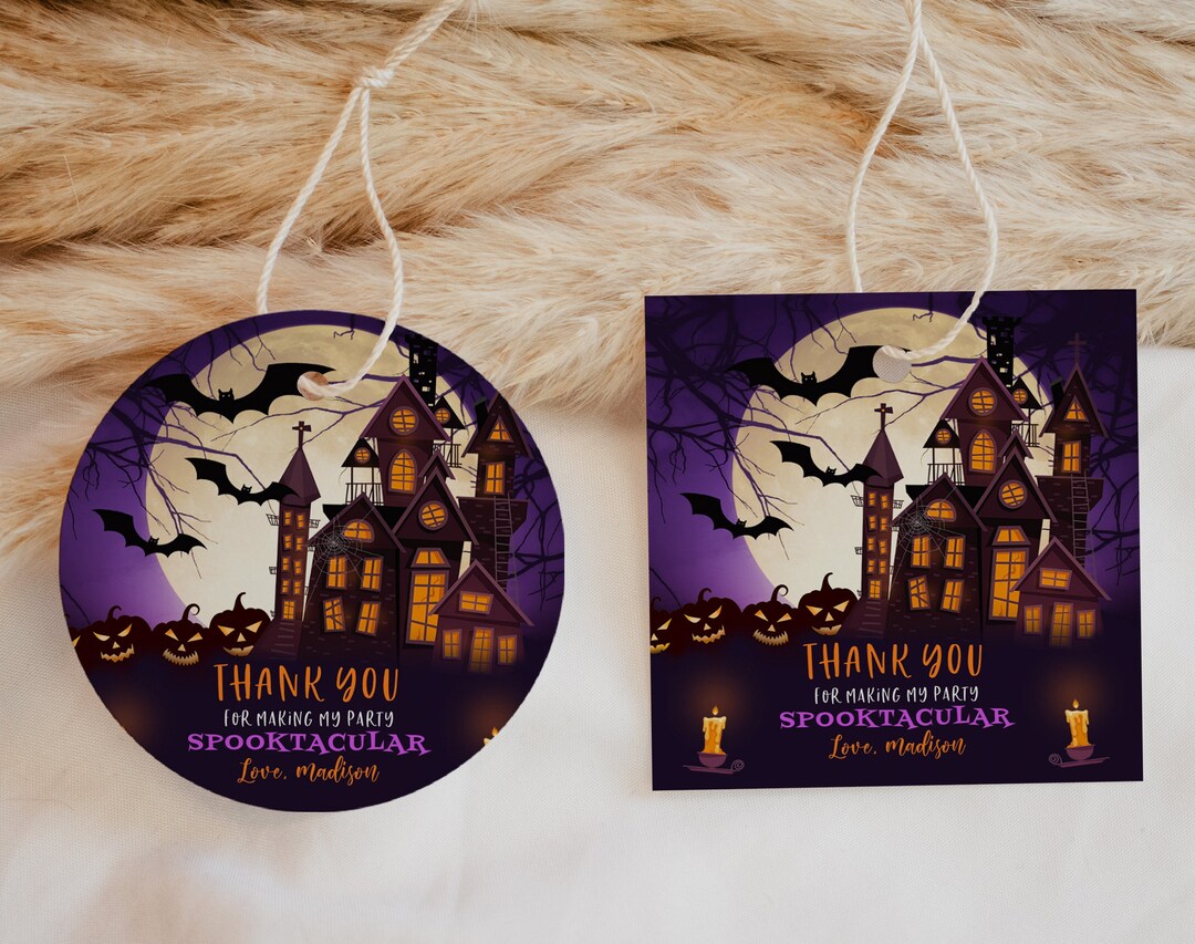 Halloween Thank You Stickers Kids Halloween Party Gift Tags Haunted ...
