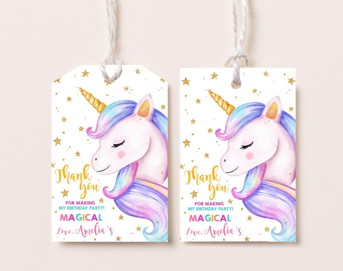 Unicorn Favor Tags Birthday Party Decor First Girl Gift Thank - Etsy