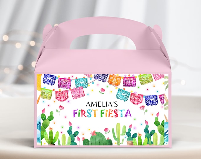 EDITABLE Piñata Fiesta Gable Box Label Pinata Fiesta Birthday Treat Box ...