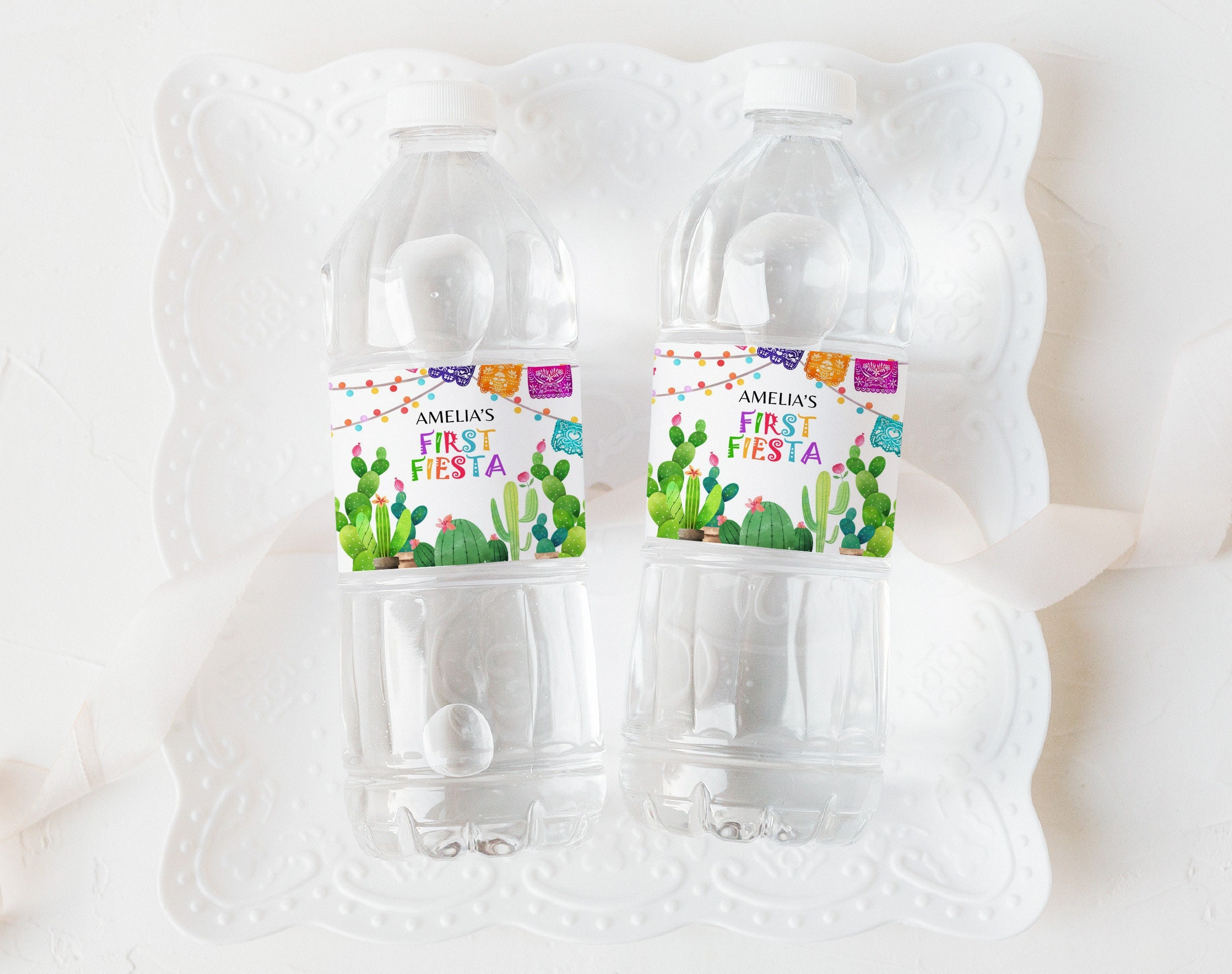 Fiesta Birthday Water Bottle Label Girl 1st Birthday Party Decor ...