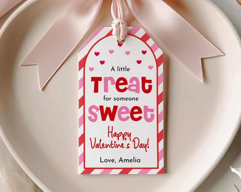 A Little Treat for Someone Sweet Valentine Tag, Red Pink Hearts Goodie ...