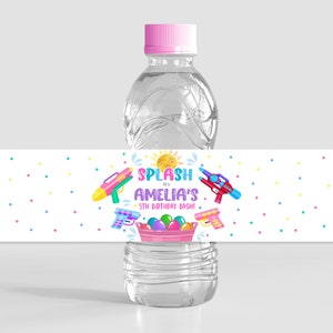 Water Balloon Water Bottle Label Water Gun Birthday Decor Let's Get ...