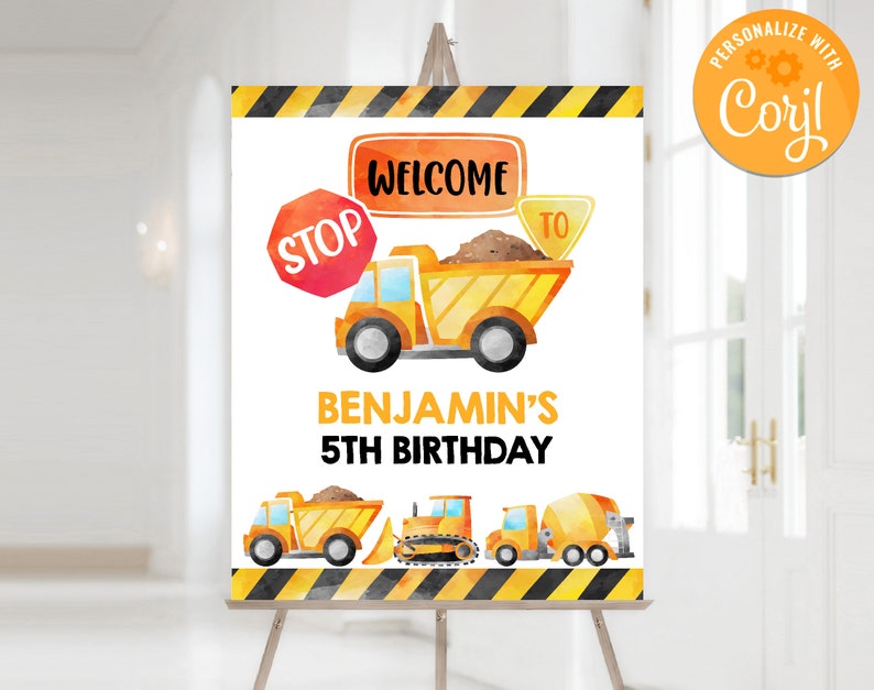 Construction Birthday Yard Sign Construction Welcome Sign Dump - Etsy