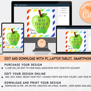 EDITABLE Best Teacher Ever Tag Appreciation Week Printable - Etsy