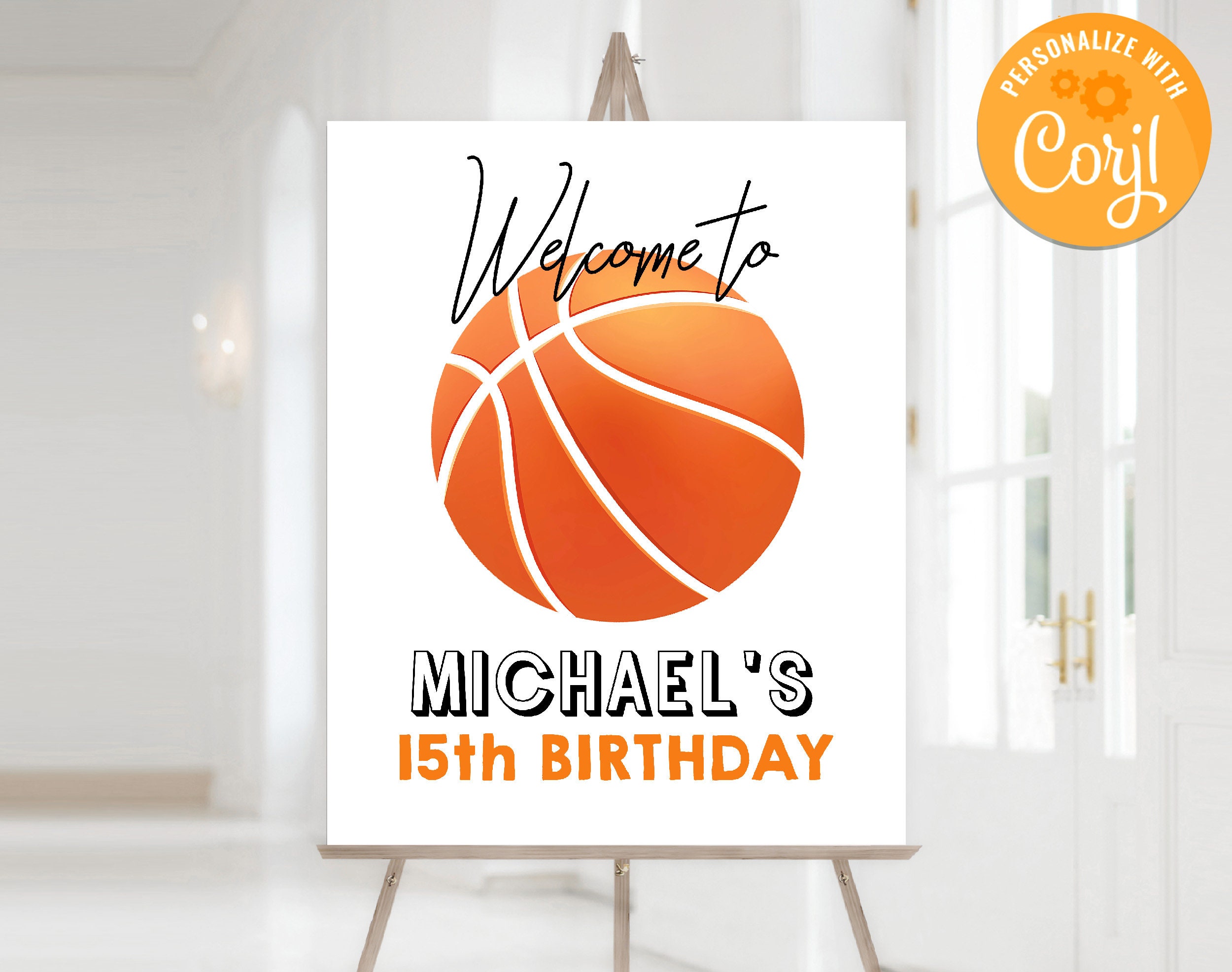 Basketball Birthday Welcome Sign Girl Boy Birthday Party Decor Sports ...