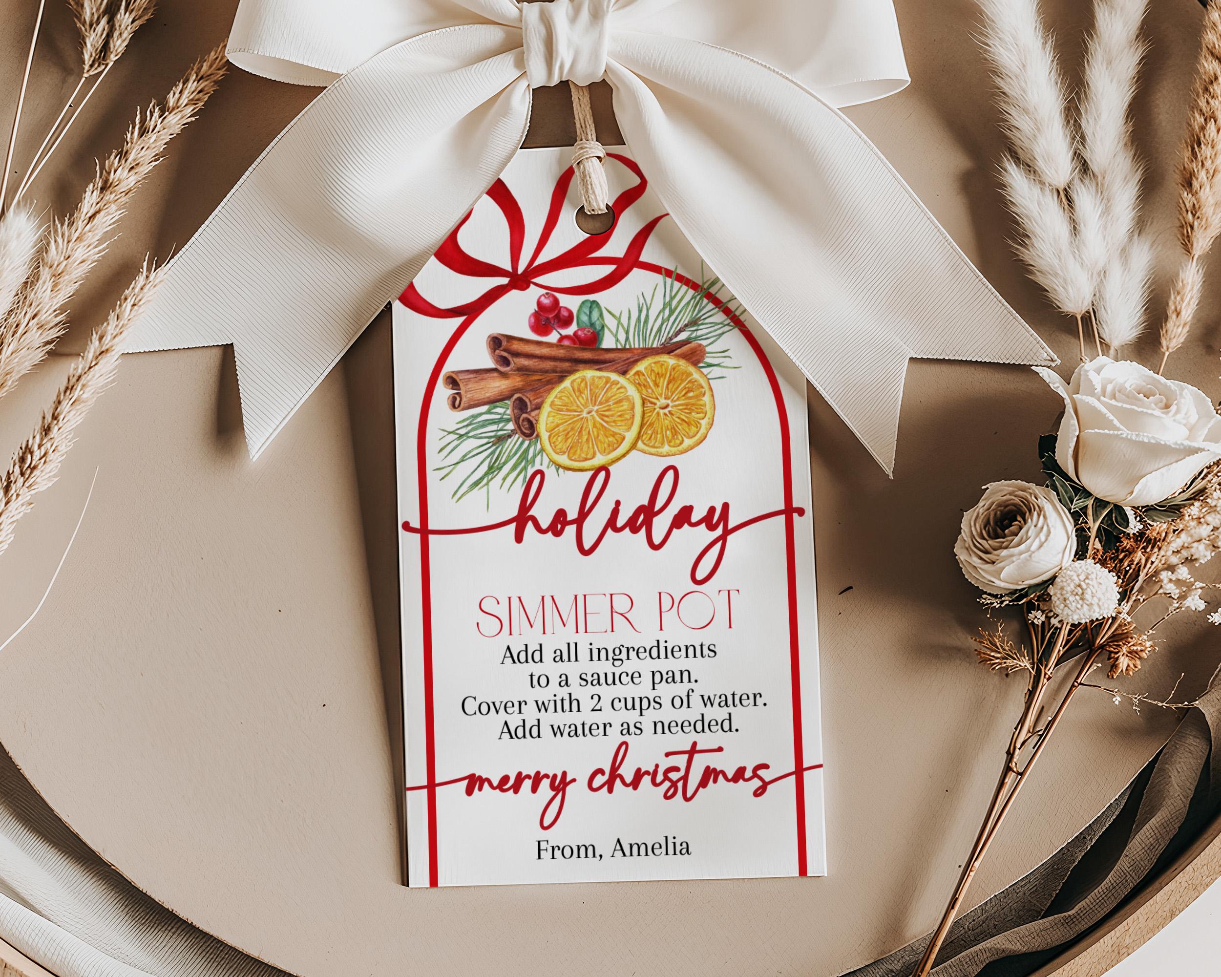Holiday Simmer Pot Tag, Christmas Stovetop Potpourri Tags, Winter ...