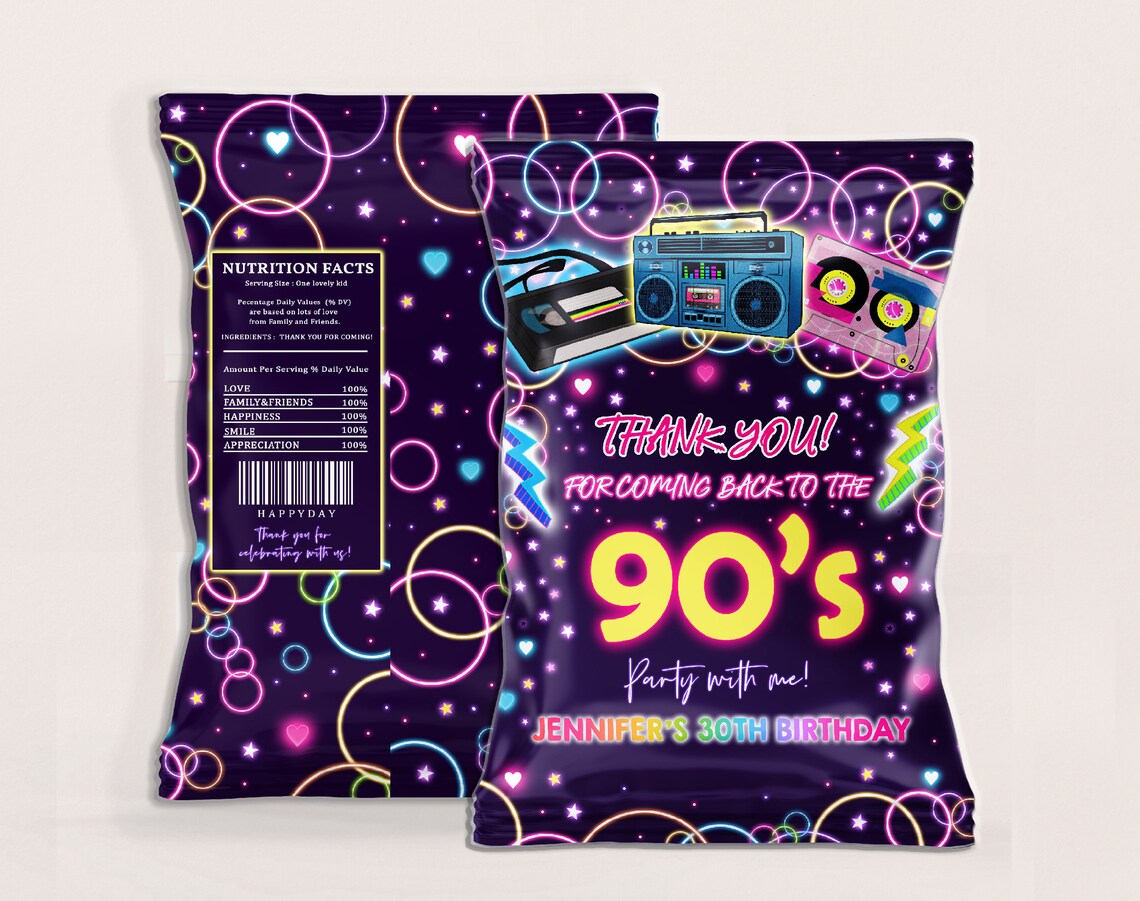 90s Party Chip Bag Retro Treats Bag Back to the 1990s Hip Hop - Etsy