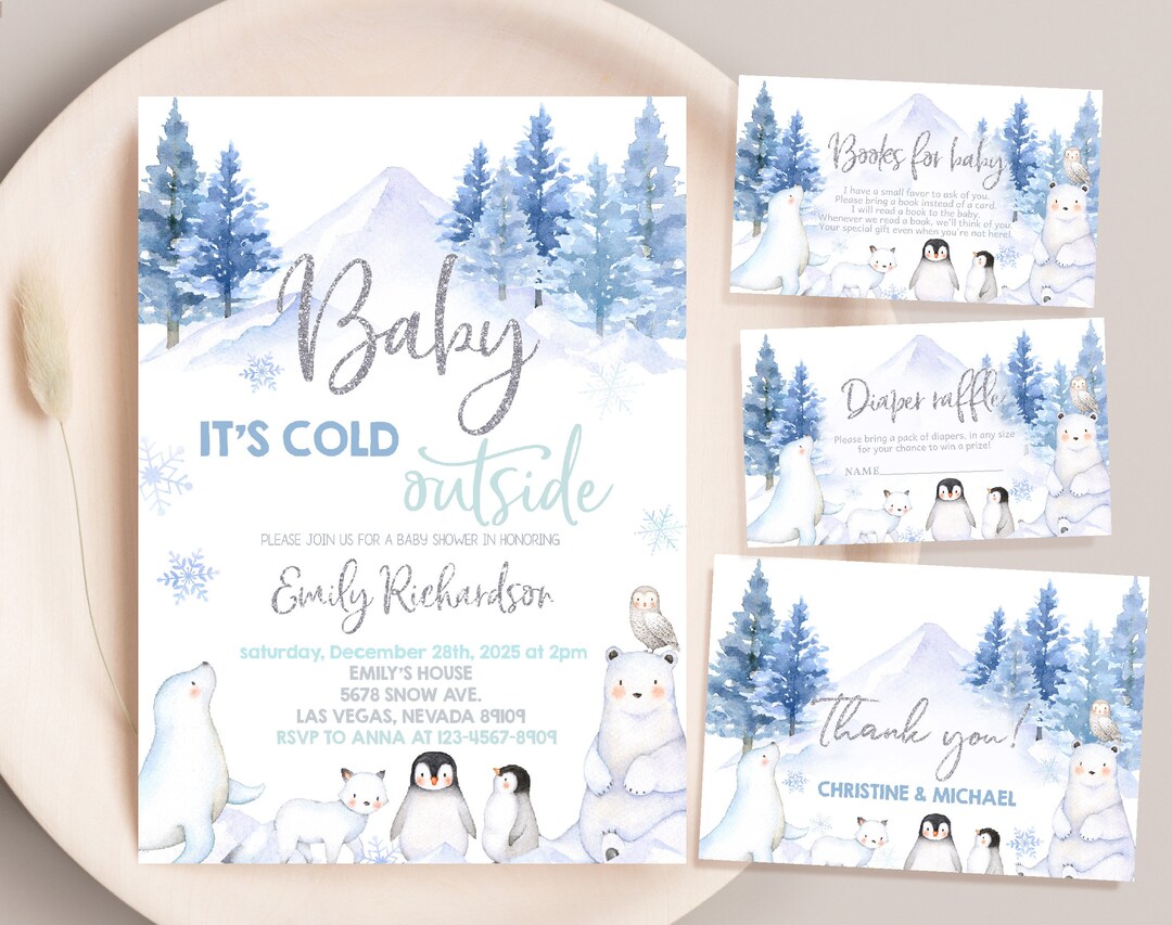 Winter Wonderland Baby Shower Bundle Boy Baby It's Cold Outside ...