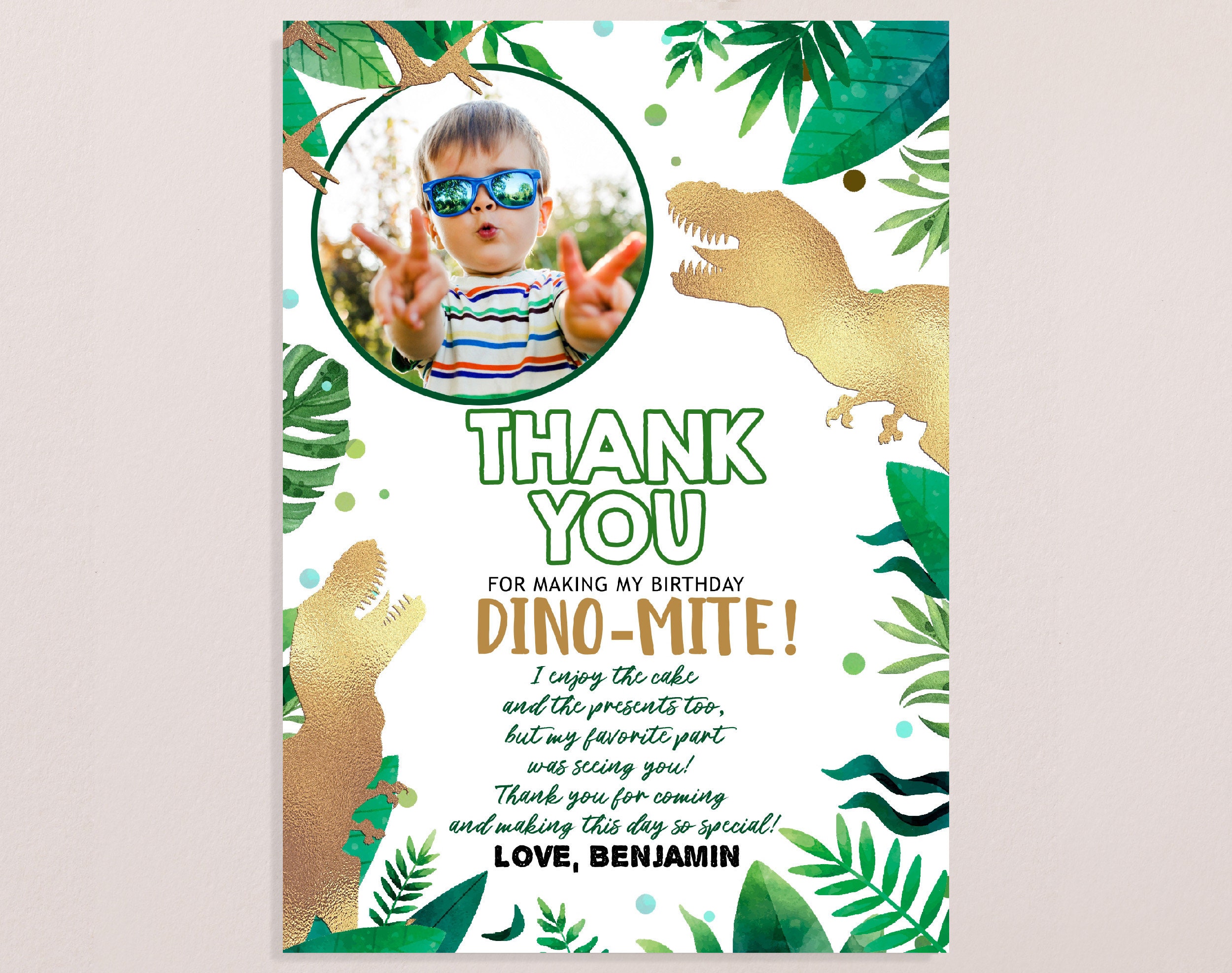 Dinosaur Thank You Cards Dinosaur Photo Thank You Notes Boy Girl Kids ...