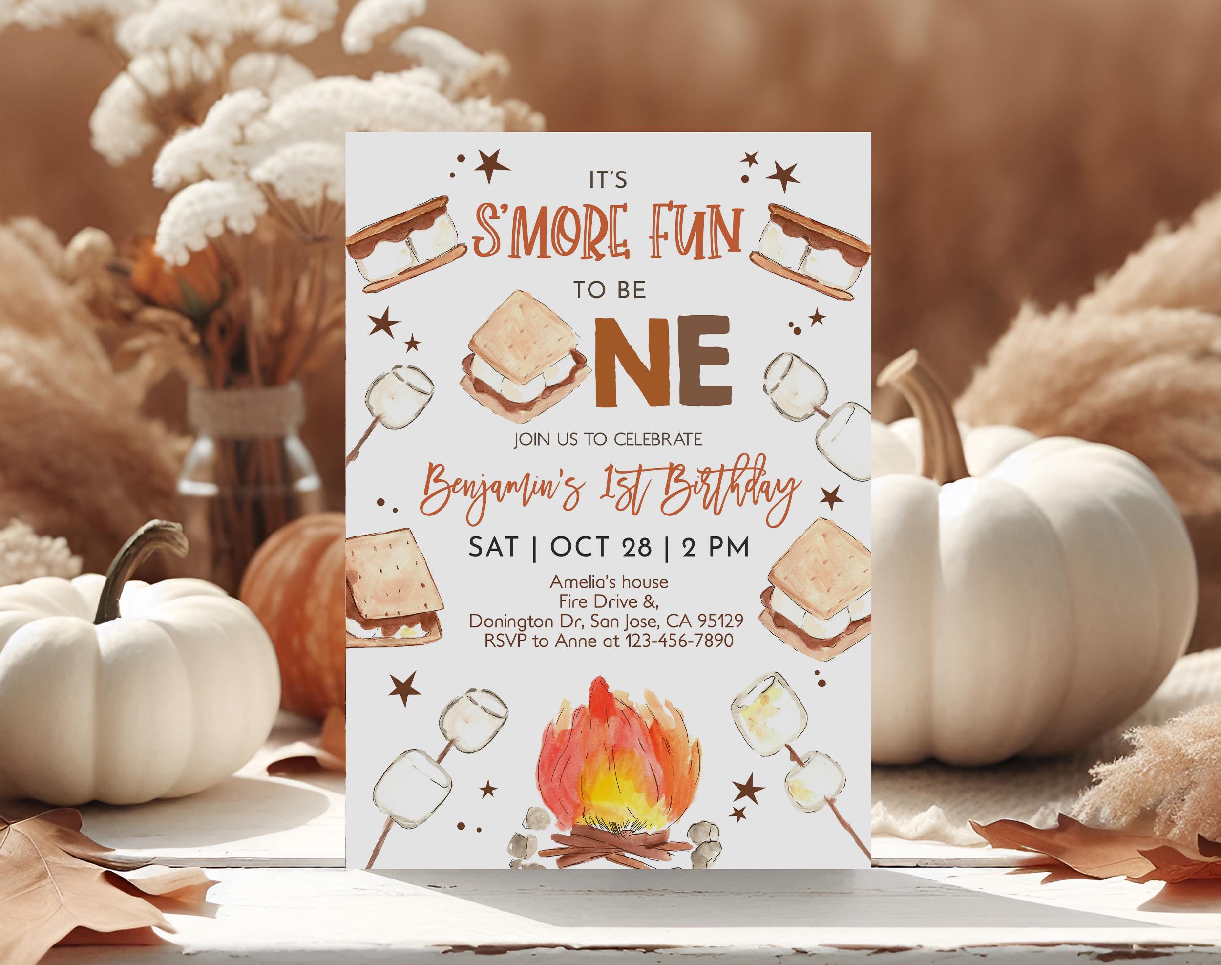 S'mores Birthday Invitation Bonfire Birthday Invite Smore Fun to Be One ...