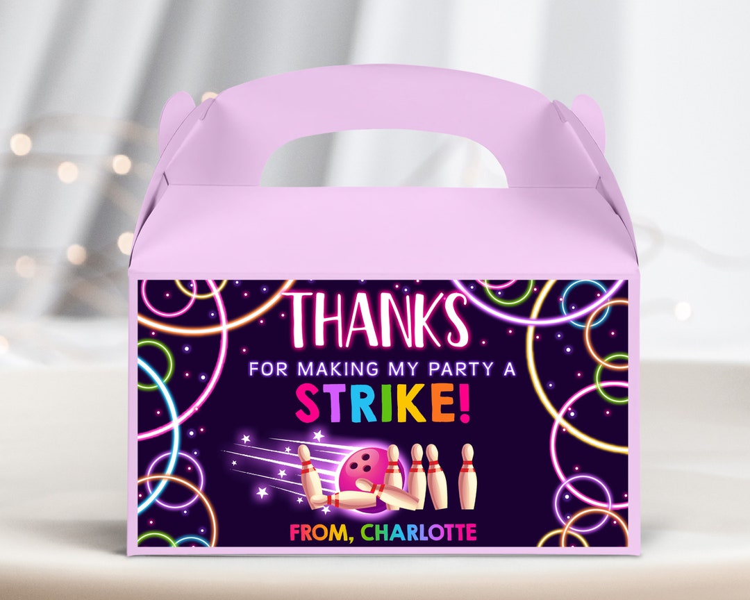 Bowling Birthday Gable Box Labels Boy Girl 1st Birthday Party Favors ...