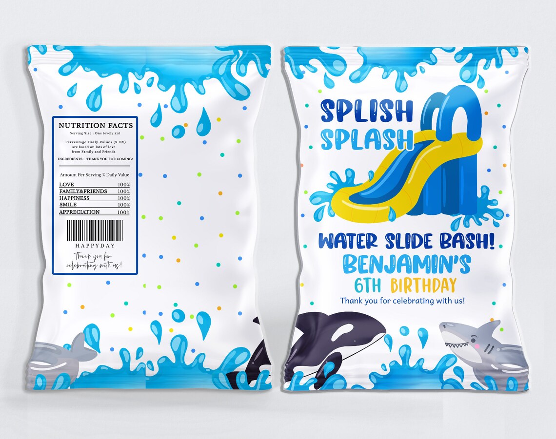 Pool Party Chip Bag Custom Birthday Favors Bag Beach Party - Etsy