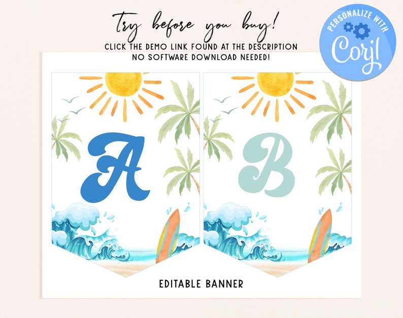 The Big One Surf Birthday Banner Boy Surfs up 1st Birthday Decor ...