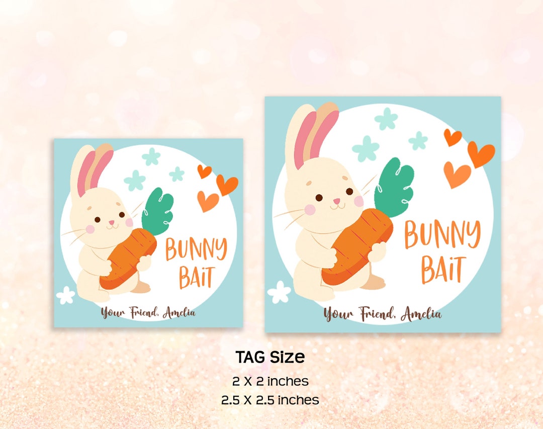EDITABLE Easter Bunny Bait Tags Digital Download Custom - Etsy