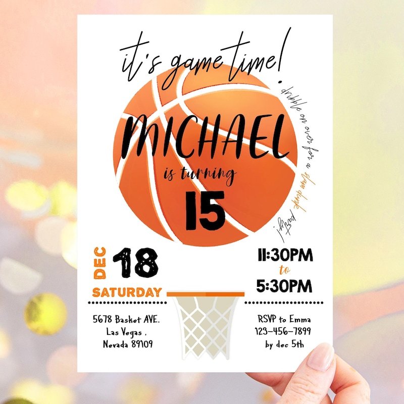 Basketball Birthday Invitations - Etsy