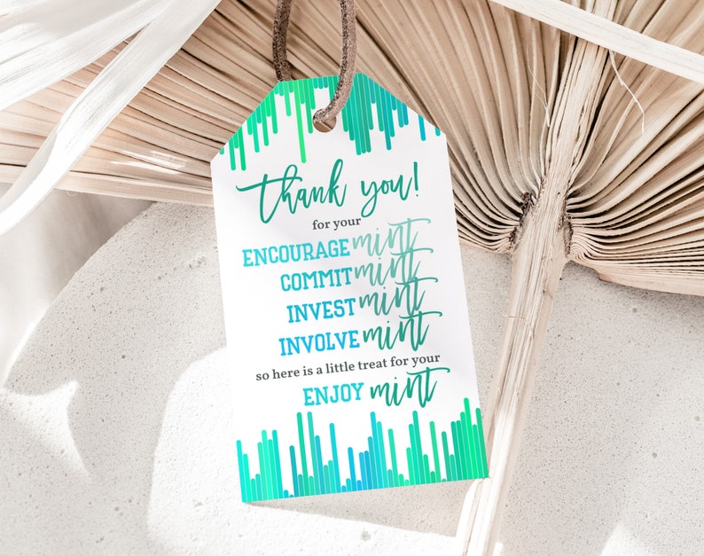 Mint Thank You Tags Teacher Appreciation Gift Tag PTA Staff Employee ...