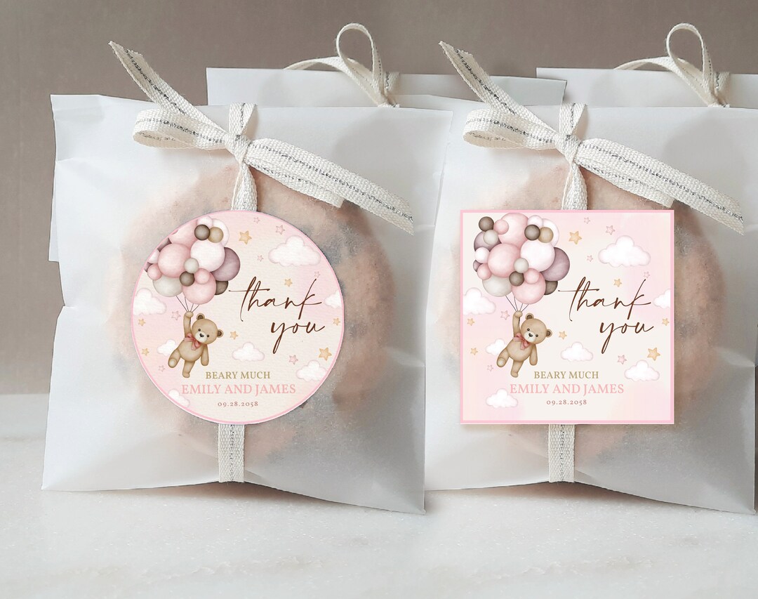 Teddy Bear Thank You Stickers Boho Baby Shower Gift Tags 1st Birthday ...