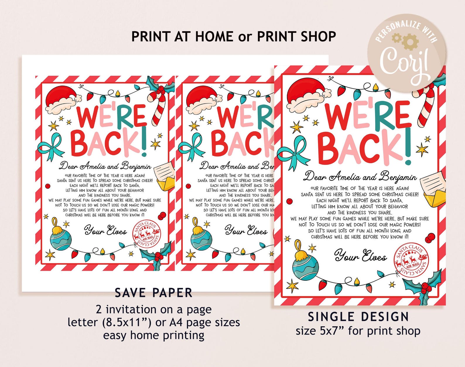 Elf Letter Set, We're Back Elf Letter, Goodbye Elf Letter Bundle, Elf ...