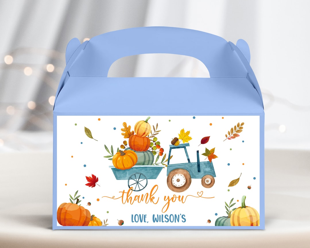 Little Pumpkin Truck Gable Box Label Fall Baby Shower Boy 1st First ...