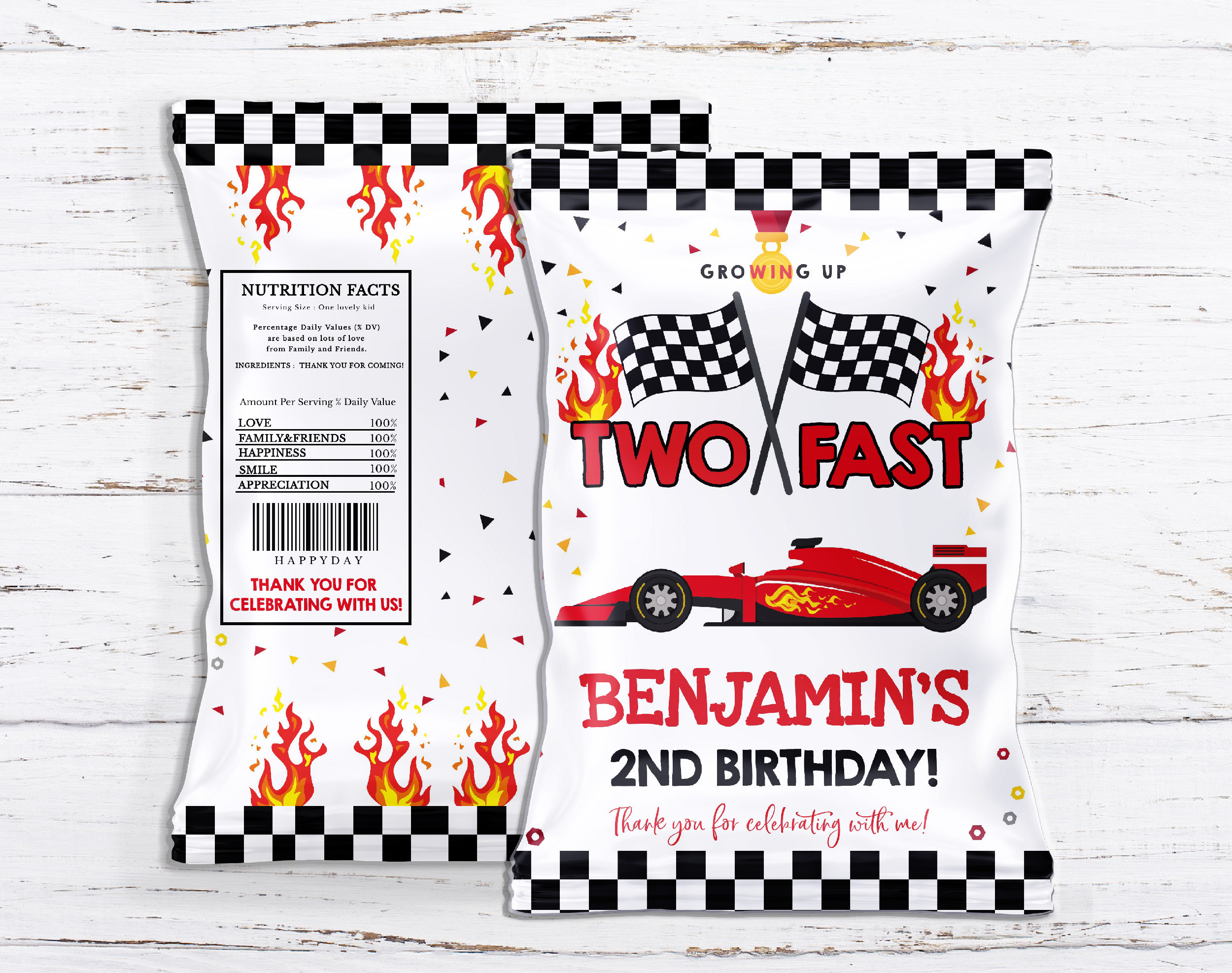 Race Car Chip Bag Racing Car Treat Bag Two Fast Birthday Party - Etsy