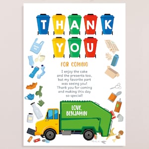 Garbage Truck Thank You Cards Recycling Truck Thank You Notes Boy ...