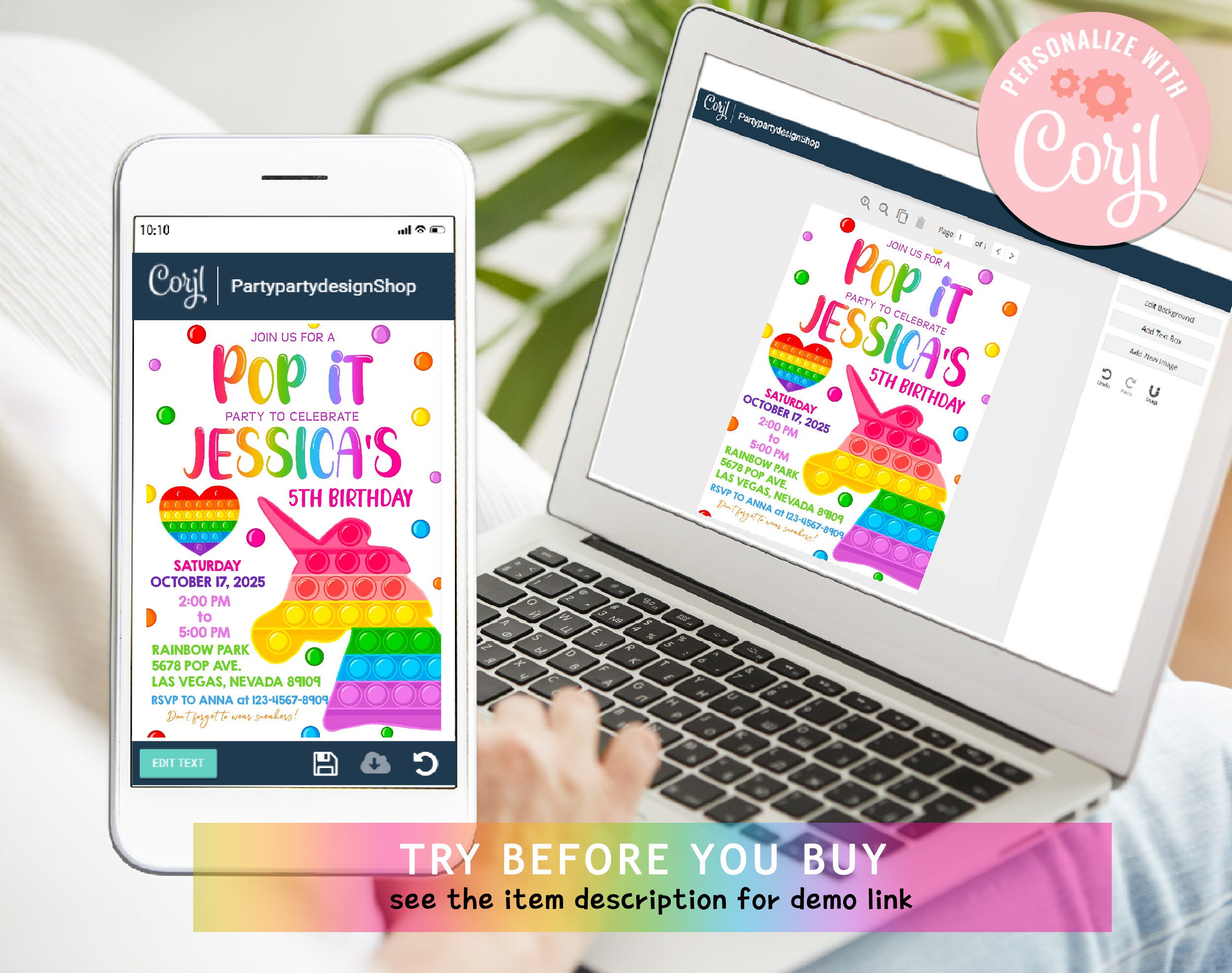 Pop It Invitation Birthday Party Invite Fidget Toy Push Bubble - Etsy ...