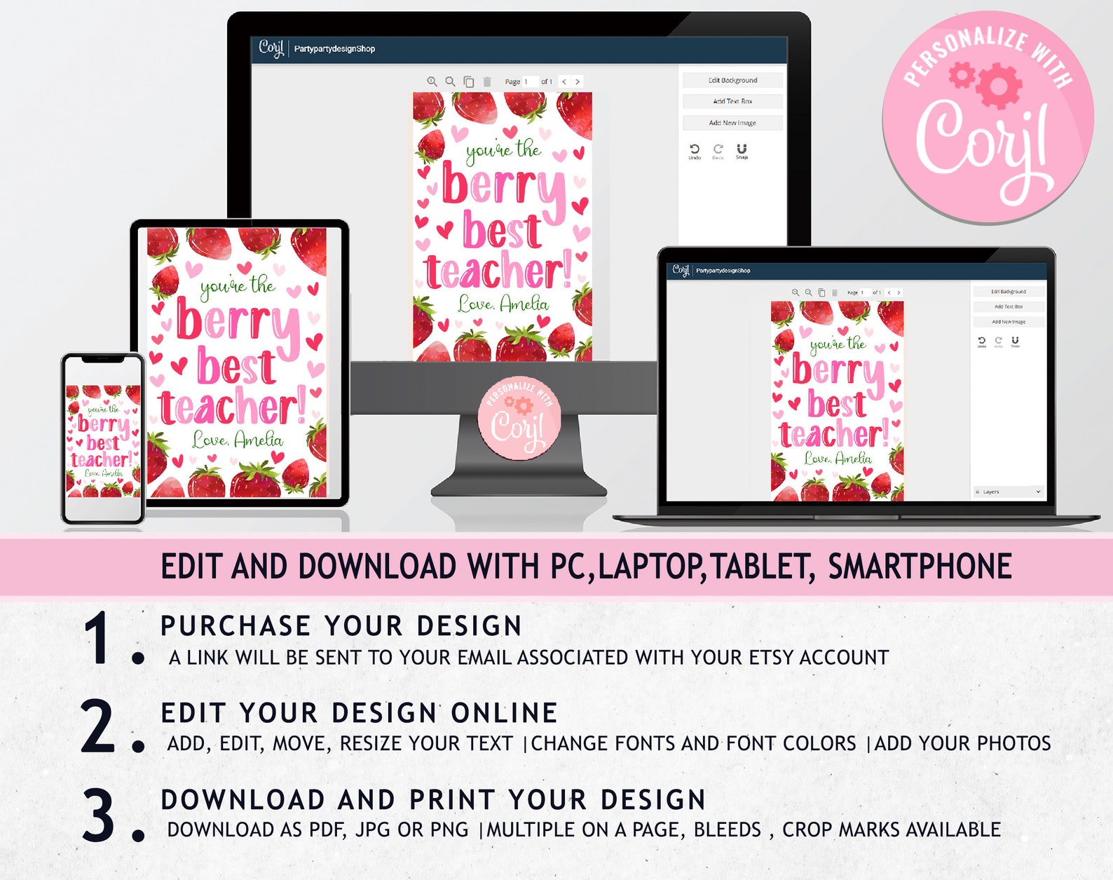 You're the Berry Best Teacher Appreciation Tag Strawberry - Etsy