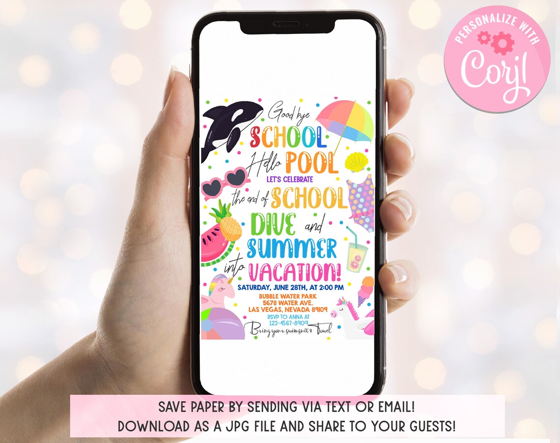 End of School Invitation Kick off to Summer Party Invites Popsicle Swim ...