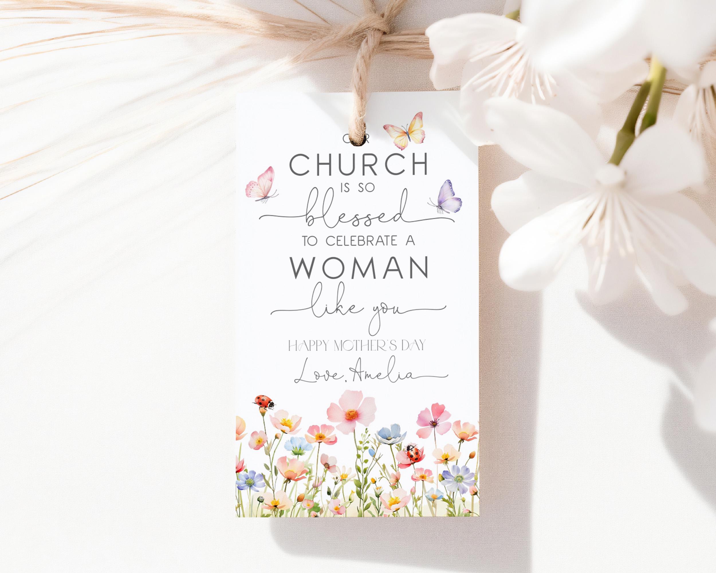 Our Church is so Blessed Happy Mothers Day Gift Tag Wildflower ...