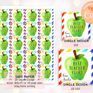 EDITABLE Best Teacher Ever Tag Appreciation Week Printable - Etsy