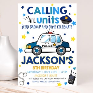 Police Birthday Invitation Policeman Invite Police Officer Boy First ...