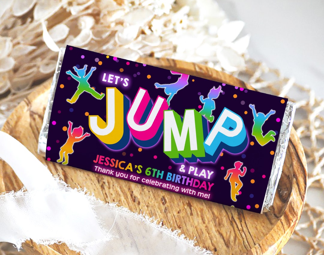 EDITABLE Jump Candy Bar Wrapper Jumping Chocolate Wrapper Trampolín ...