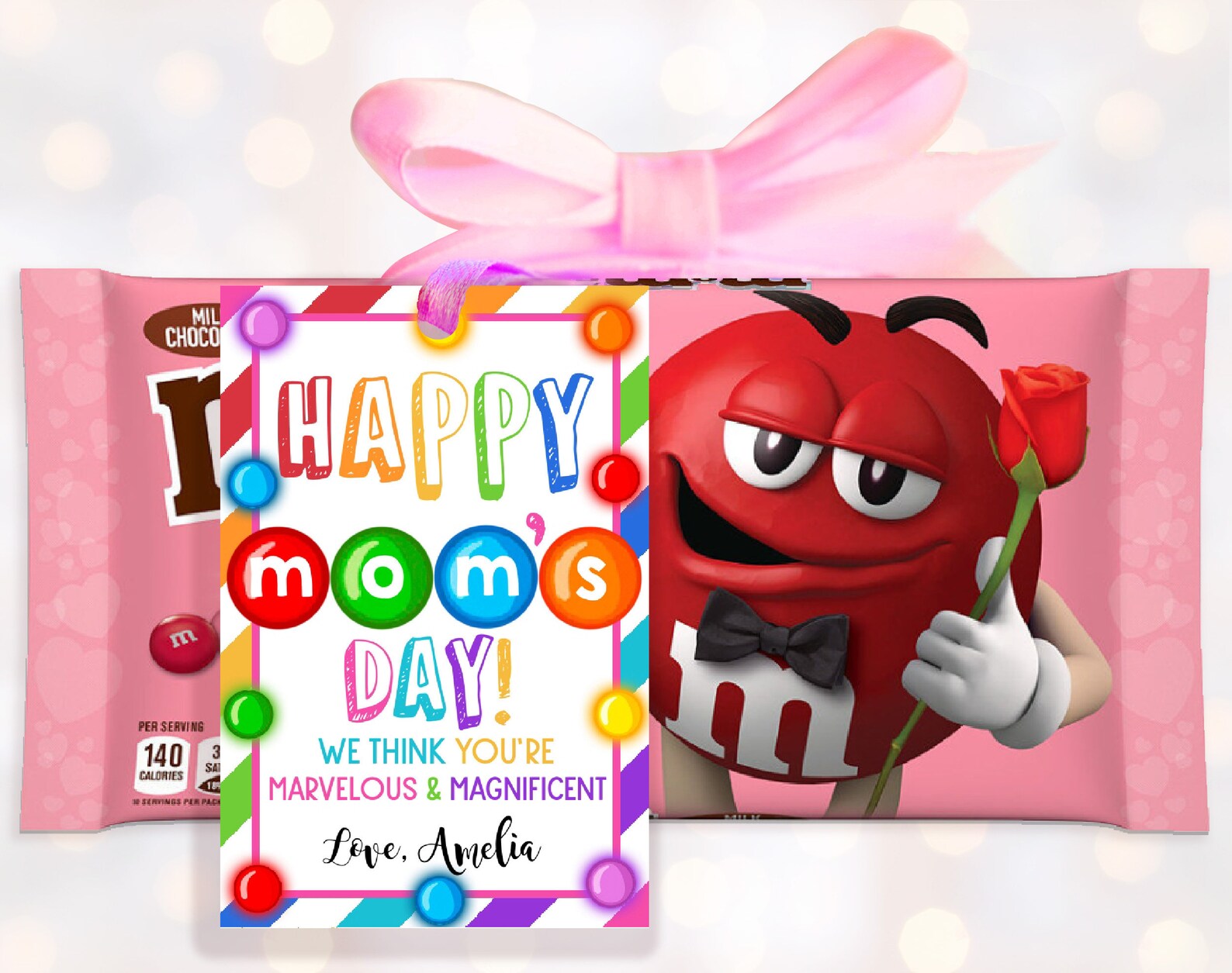 Mother's Day Gift Tags M&m's Chocolate Label Happy - Etsy